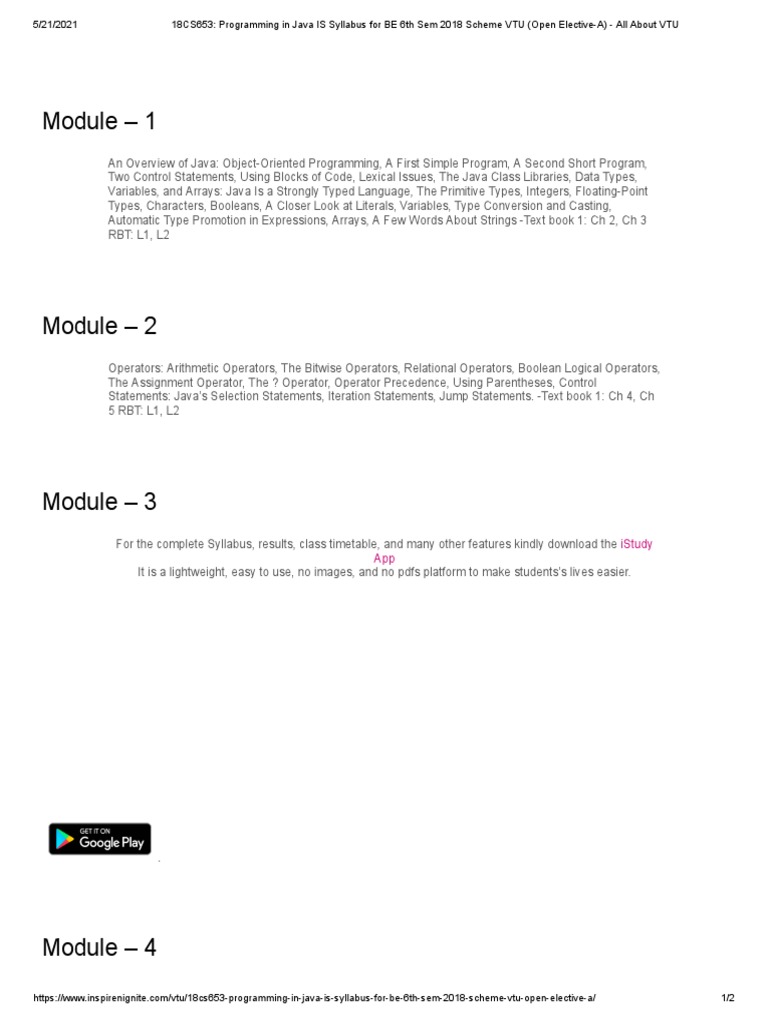 Java Syllabus | PDF | Java (Programming Language) | String (Computer ... Java Syllabus | PDF | Java (Programming Language) | String (Computer ...