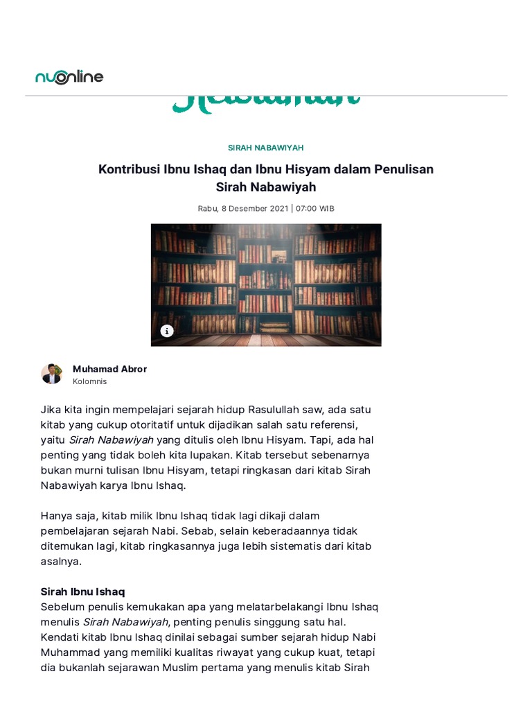 Kontribusi Ibnu Ishaq dan Ibnu Hisyam | PDF | Sejarah | Agama ...