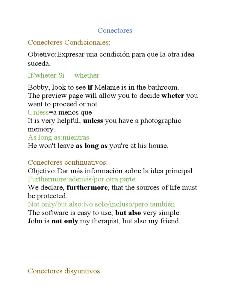 Guía de Conectores en Español | PDF | Language Arts & Discipline ...
