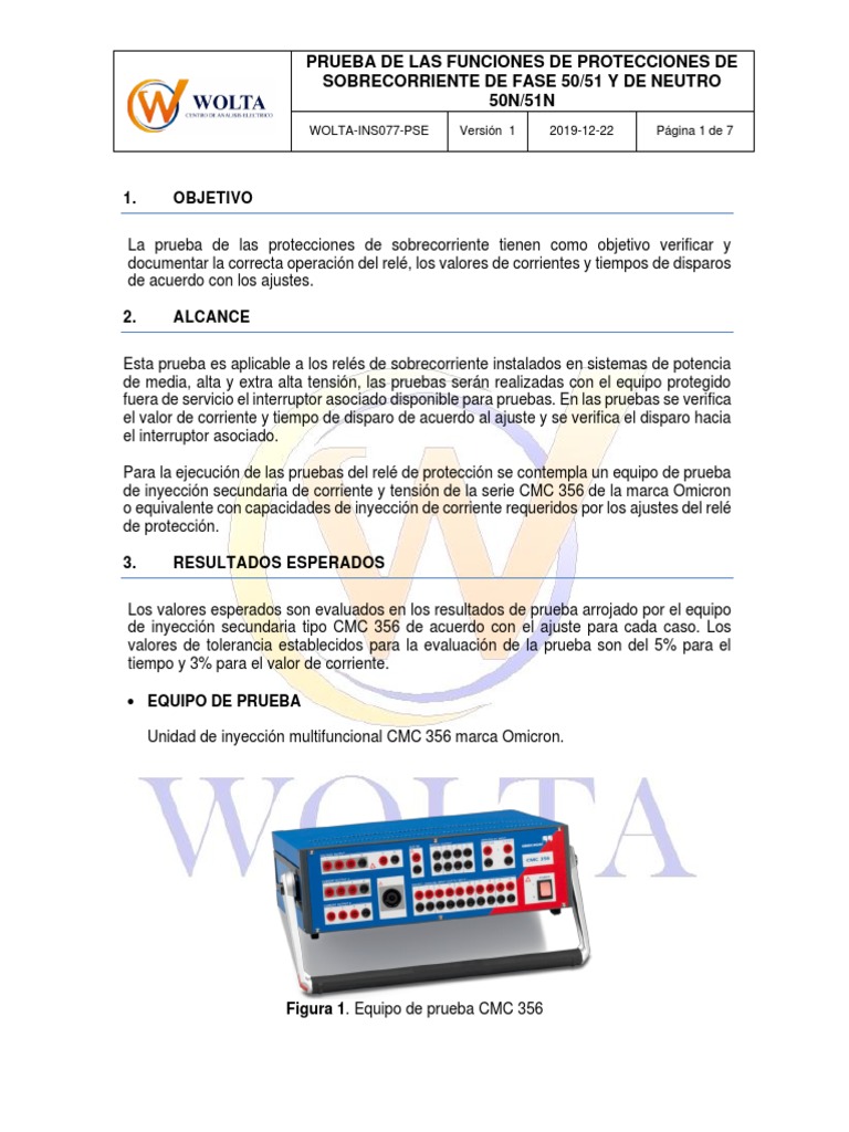 Ins000 Procedimiento Prueba Proteccion Sobrecorriente 50 51 50N 51N