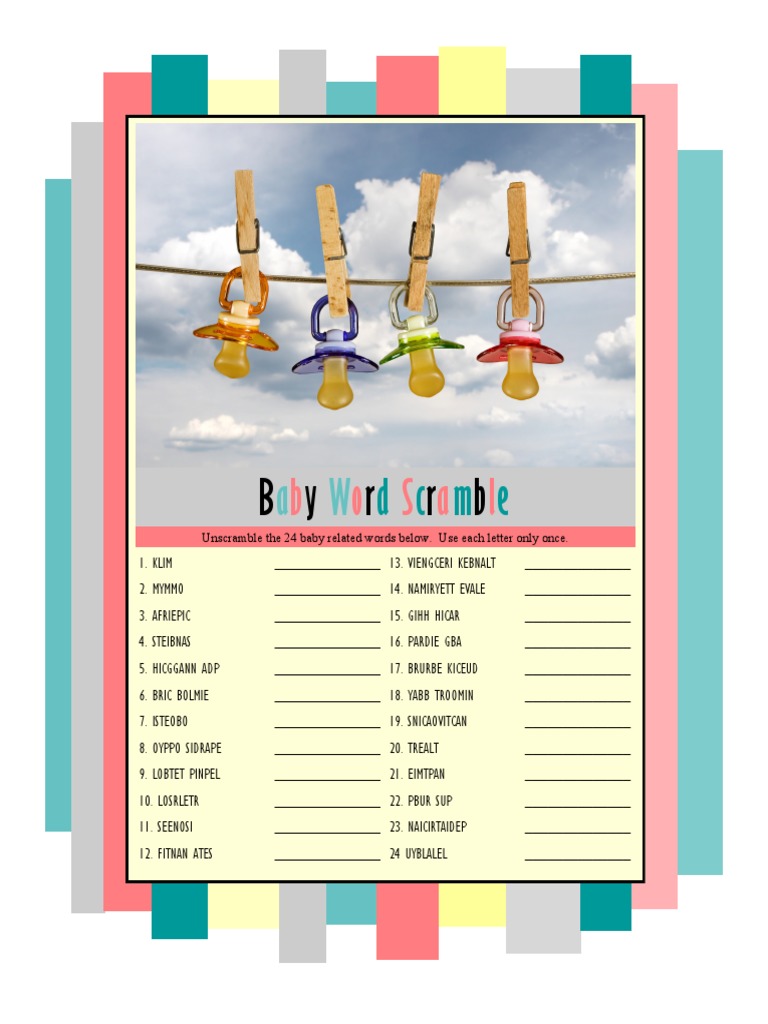 Baby Word Scramble Answers | PDF