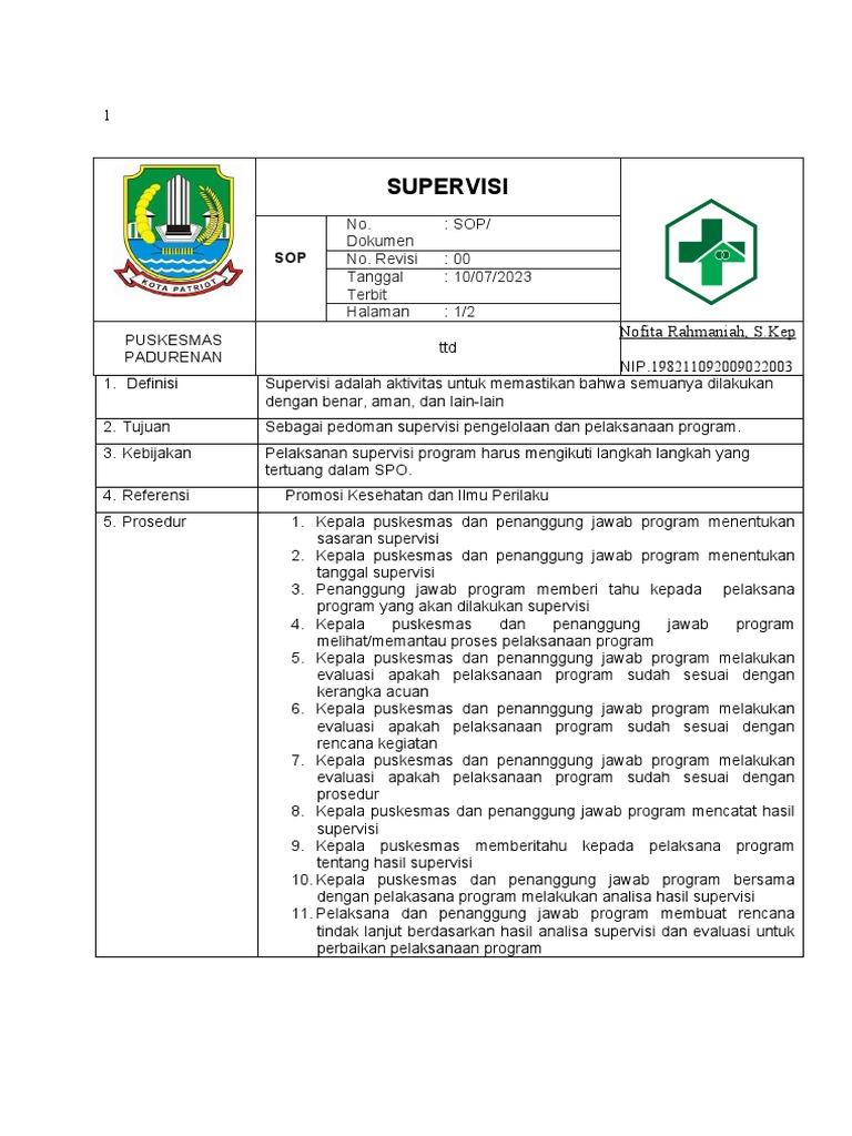SOP Supervisi | PDF