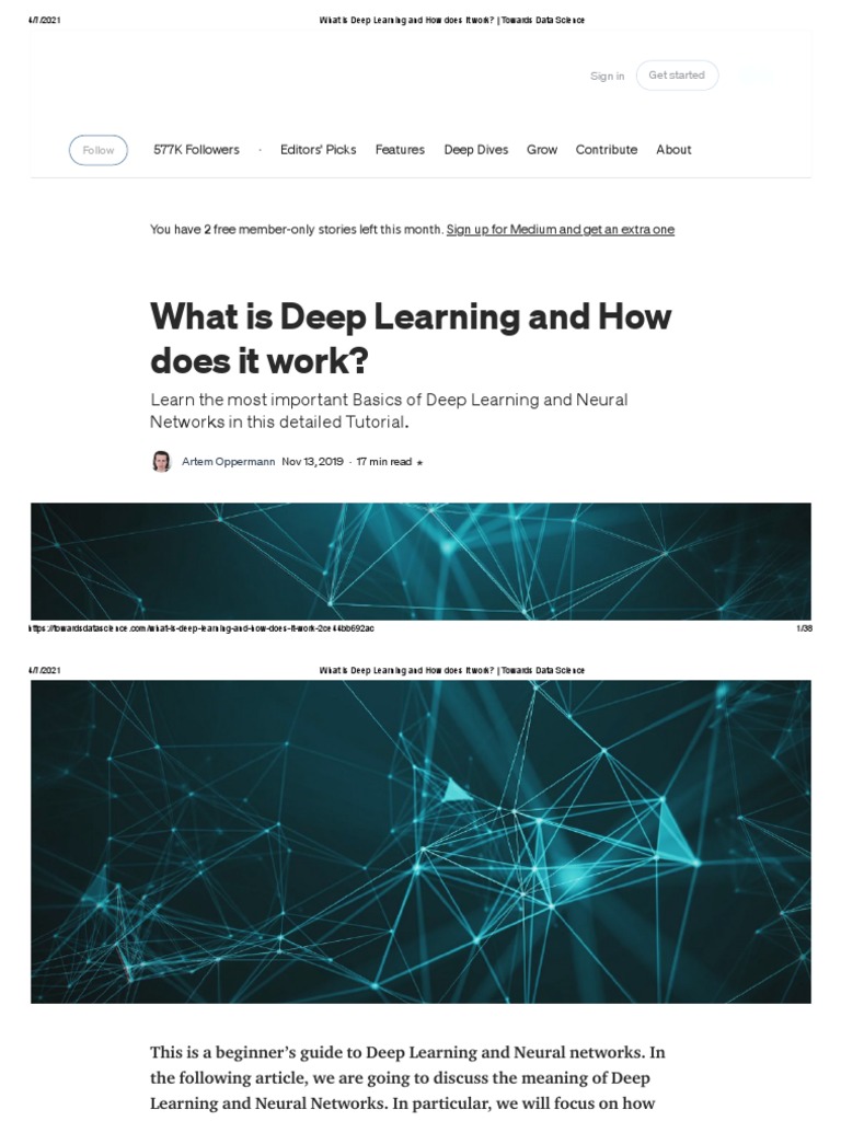 What Is Deep Learning and How Does It Work - Towards Data Science | PDF | Deep Learning ...