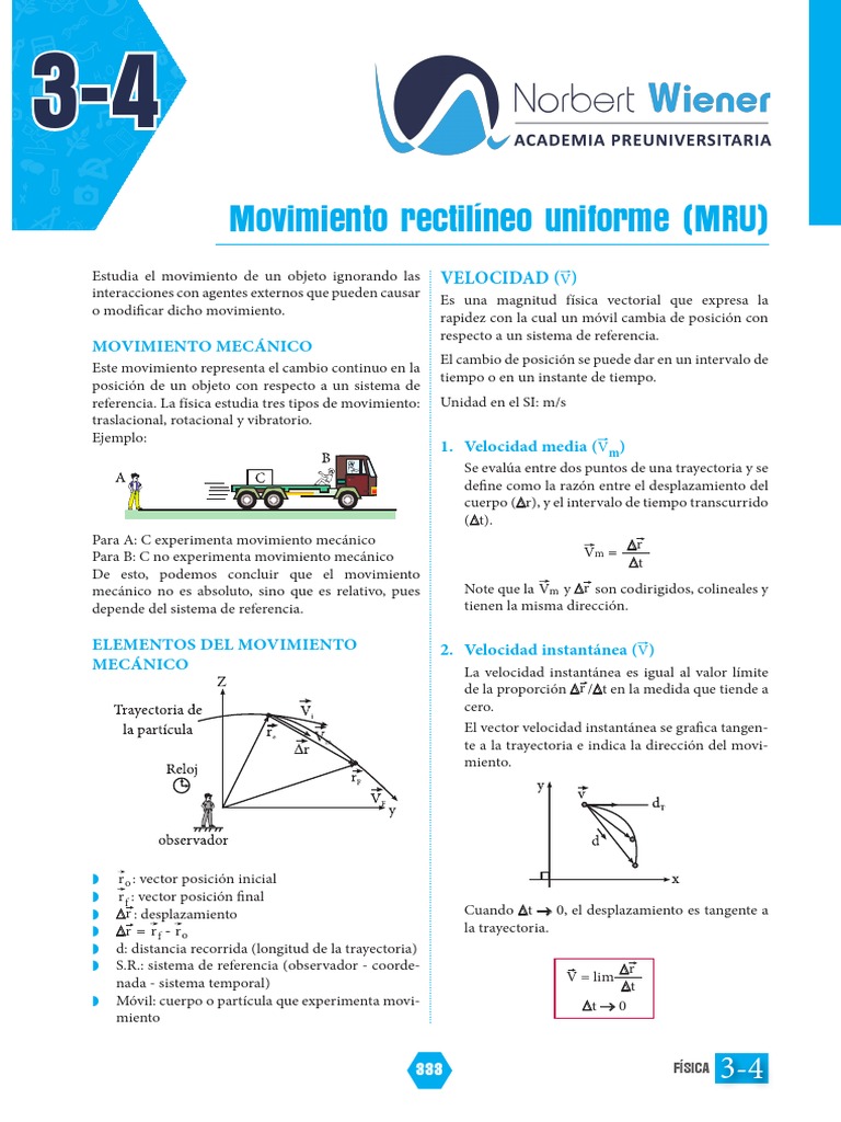 Mru Fisica | PDF | Velocidad | Vector Euclidiano