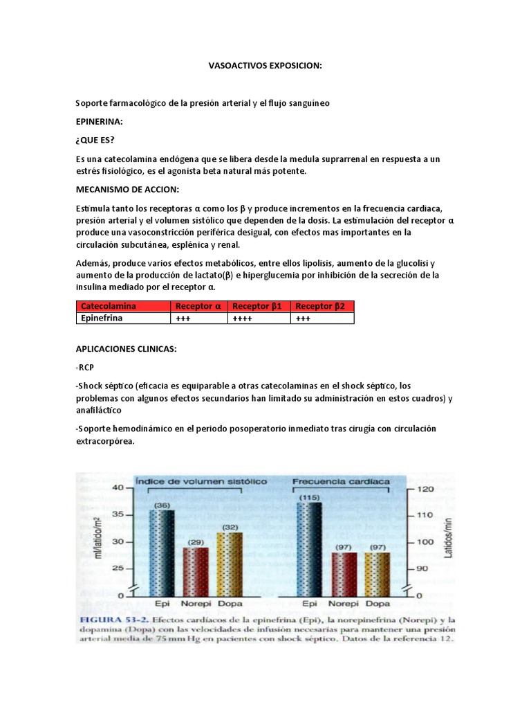 Vasoactivos Exposicion | PDF | Norepinefrina | Especialidades Medicas
