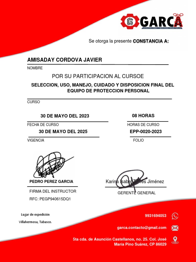 Uso y Manejo de Epp Amisaday | PDF
