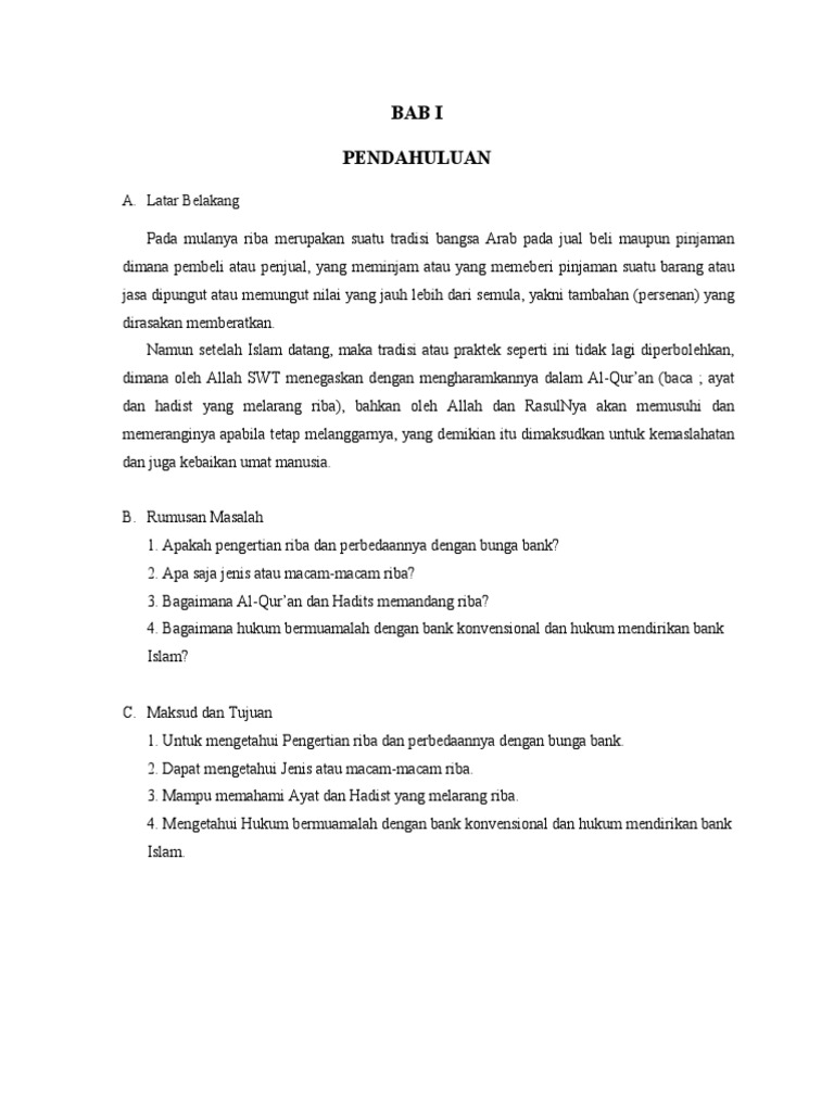 BAB 1 Makalah Seminar Riba | PDF