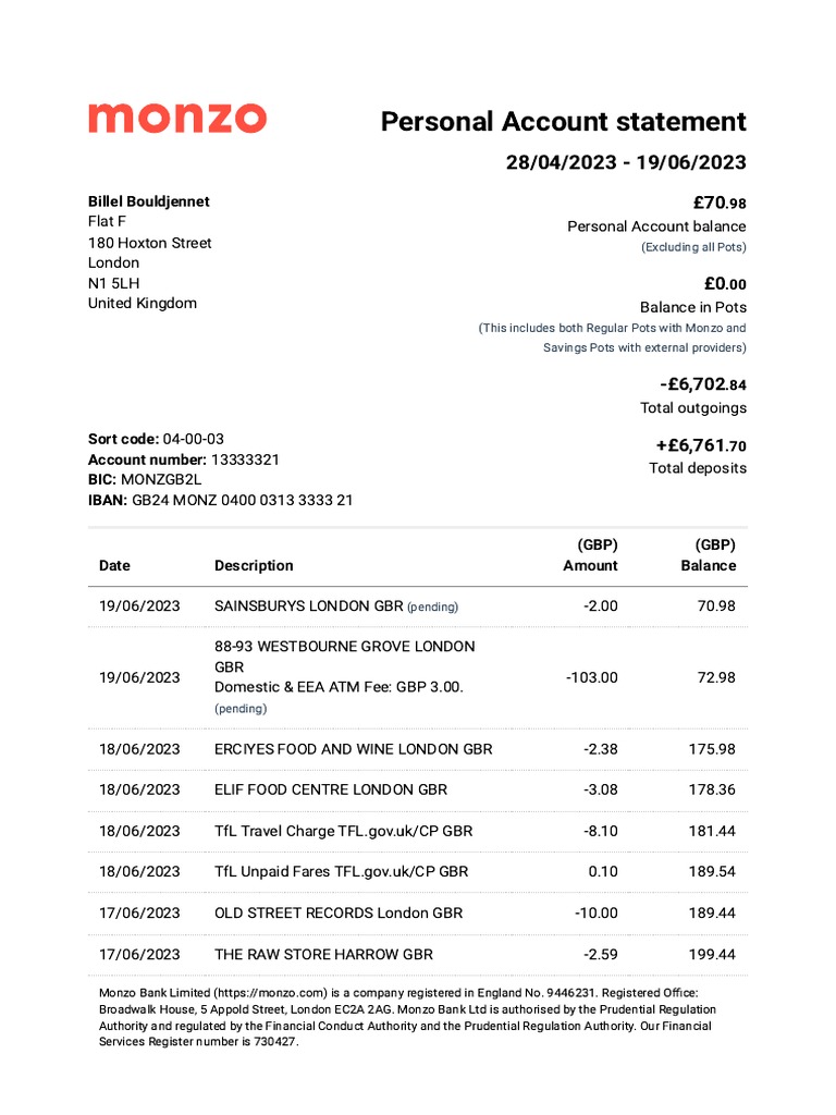 Monzo_bank_statement_2023_04_28-2023_06_19_1565 | PDF