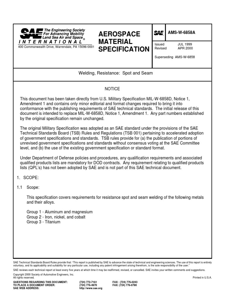 Sae Ams-W-6858 | PDF | Construction | Welding