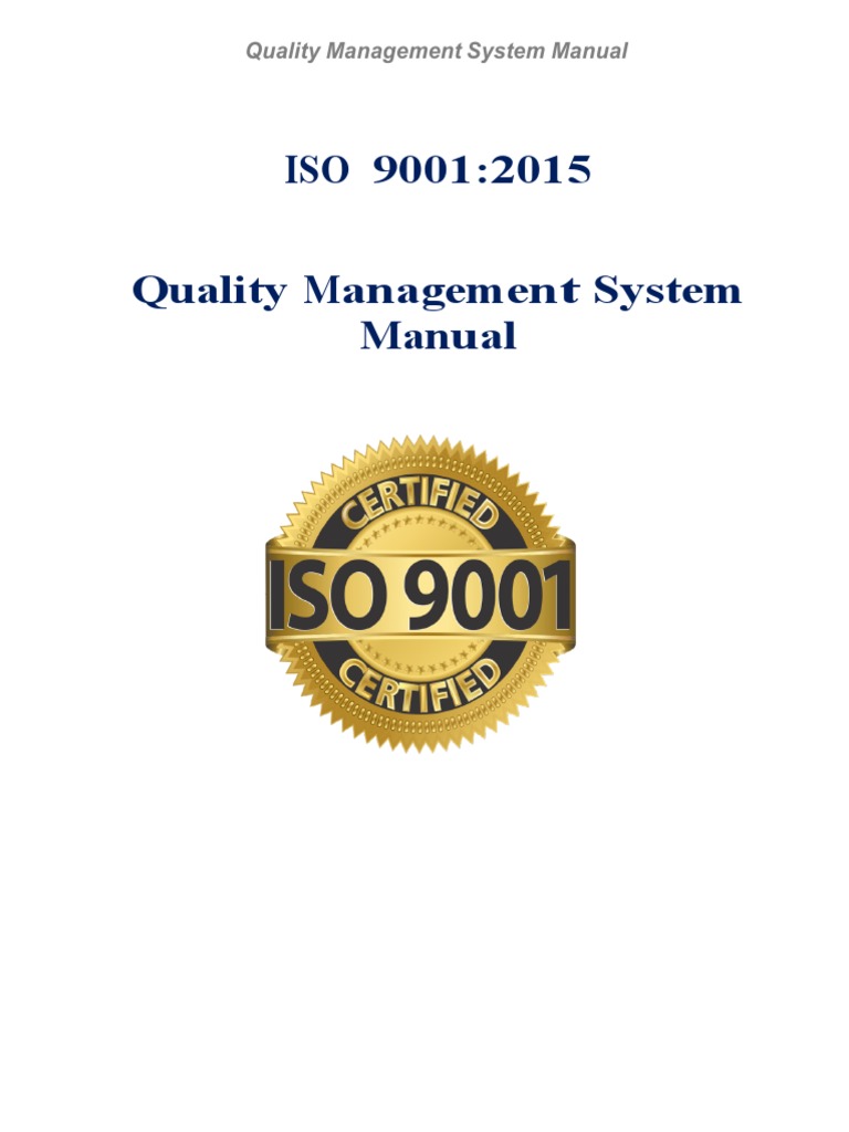 ISO 9001:2015 Quality Management Manual | PDF | Quality Management ...
