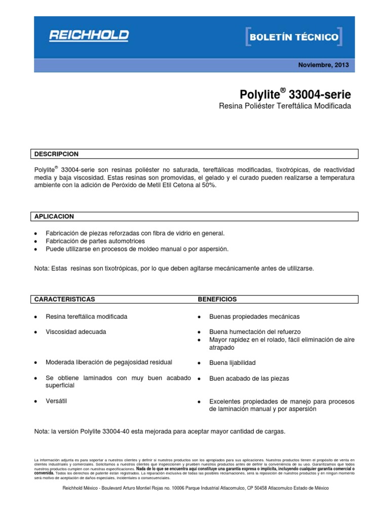 Polylite 33004 | PDF | Química | Ciencias fisicas