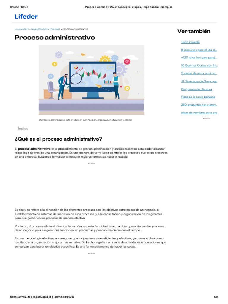 Proceso Administrativo - Concepto, Etapas, Importancia, Ejemplos | PDF