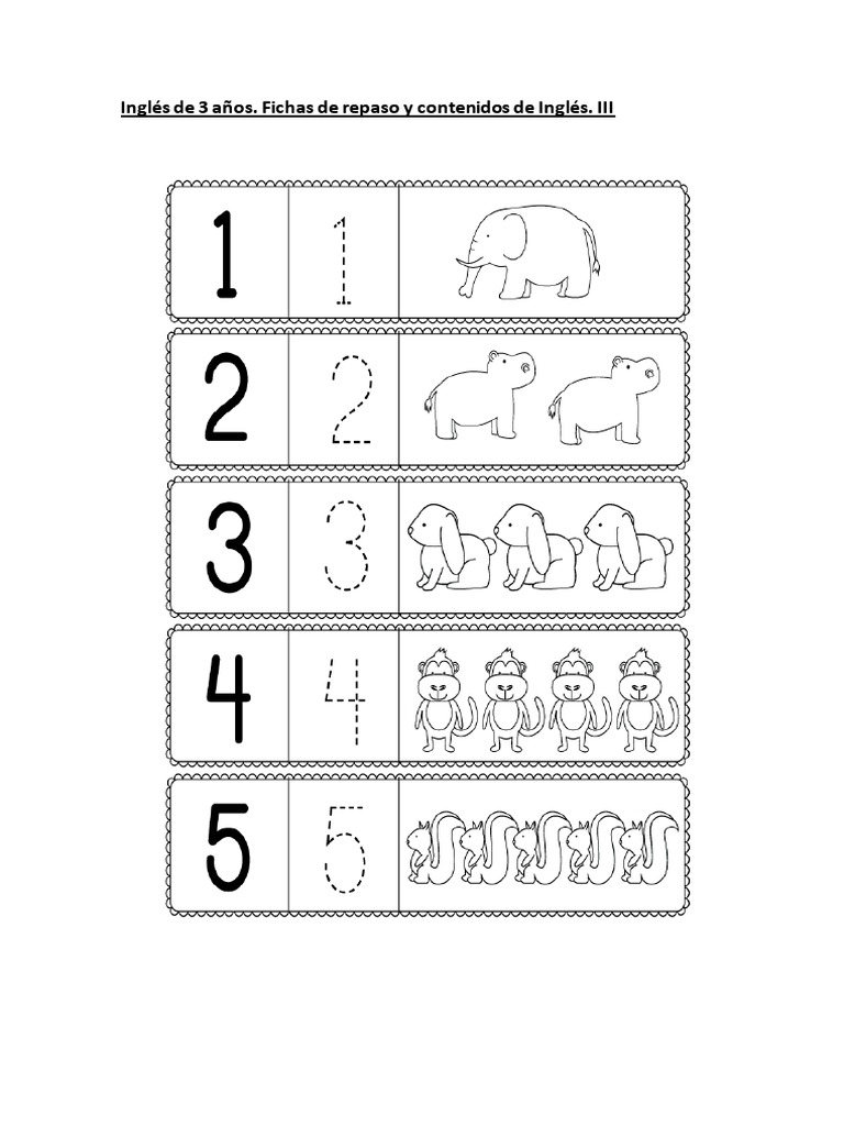 Ingles de Infantil 3 Anos Fichas de Repaso y Contenidos de Ingles III | PDF