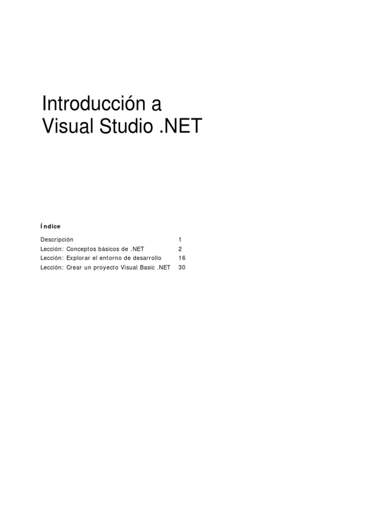 Introduccion A Visual Studio NET | PDF | .NET Framework | Entorno de ...