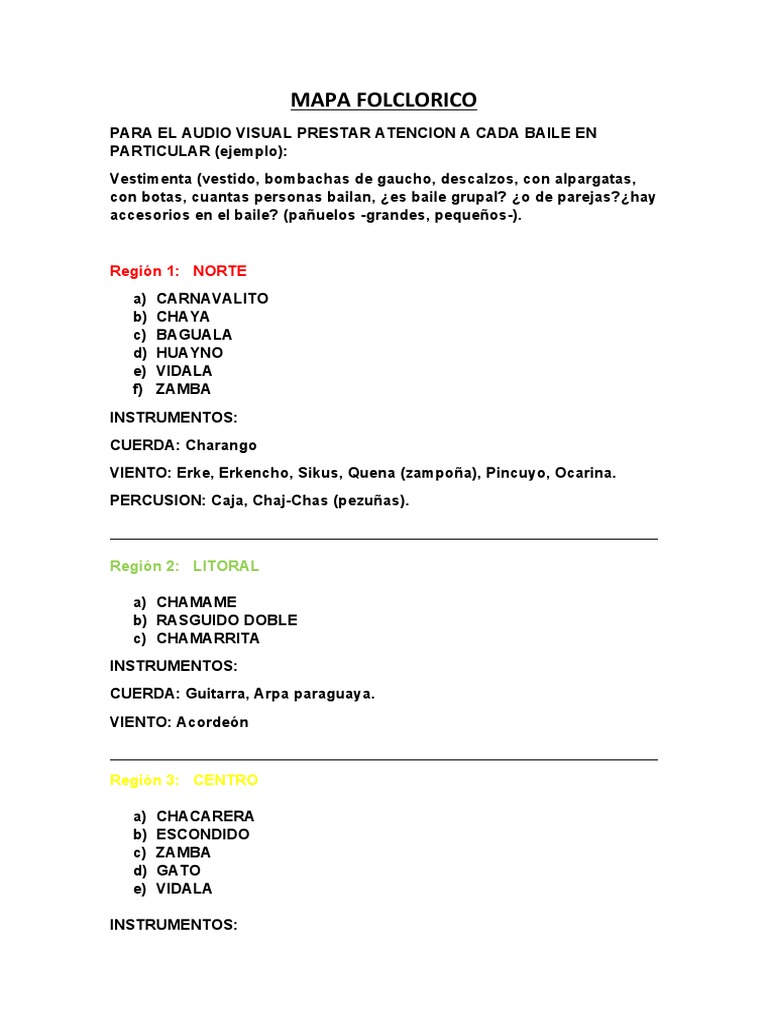 MAPA FOLCLORICO Resumen | PDF