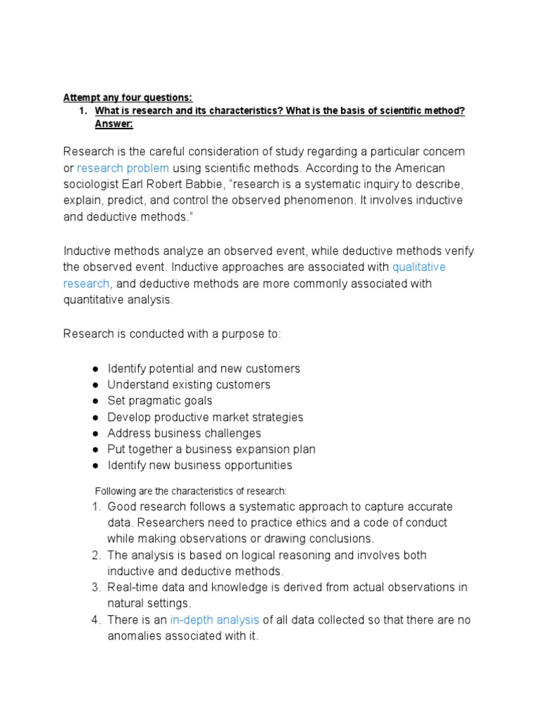Research Methodology Question and Answers | PDF | Scientific Method ... Research Methodology Question and Answers | PDF | Scientific Method ...