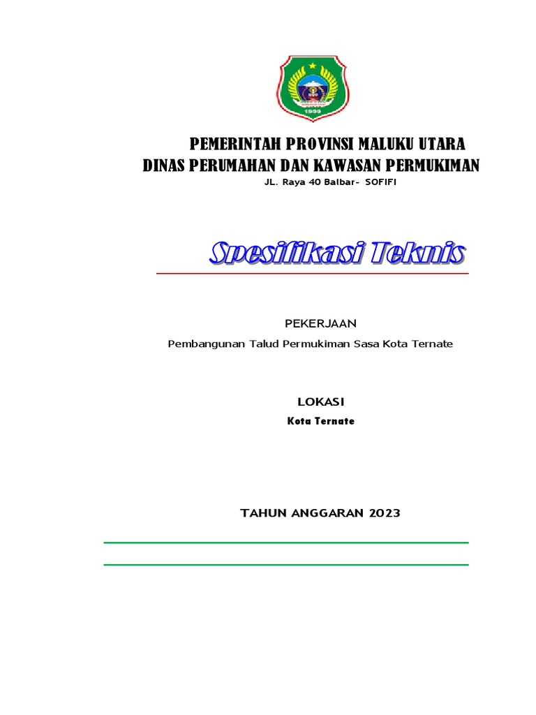 Spesifikasi Pembangunan Talud Ternate | PDF | Komputer | Teknologi ...