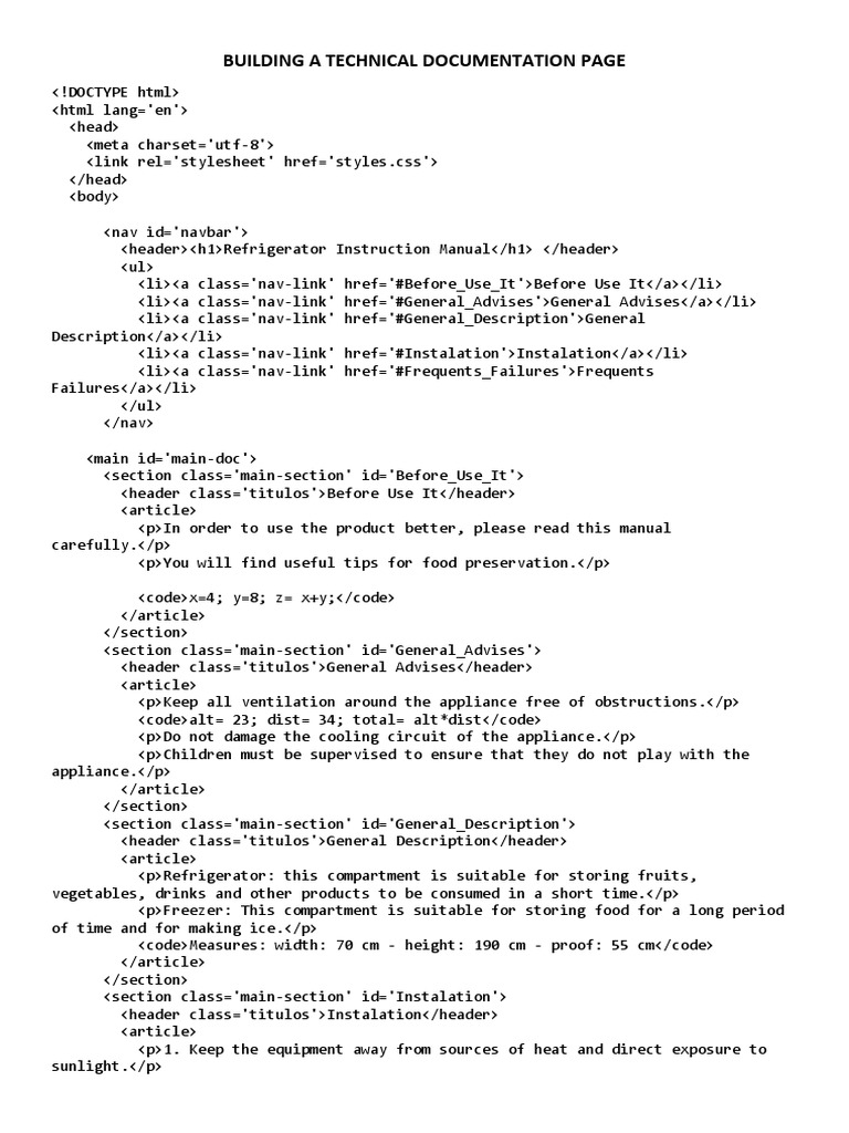 Building A Technical Documentation Page | PDF | Refrigerator | Home Building A Technical Documentation Page | PDF | Refrigerator | Home