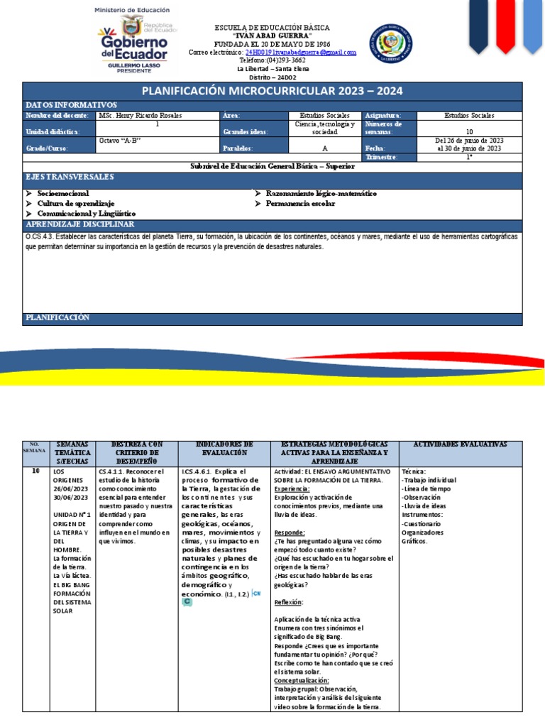 Planificación 8vo | PDF | Tierra | Aprendizaje