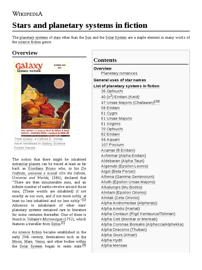 Planetary Systems in Sci-Fi Literature | PDF | Stars | Astronomical Objects