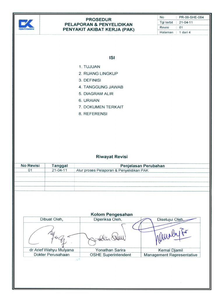 PR-00-SHE-084 Pelaporan & Penyelidikan PAK - Rev 01 | PDF