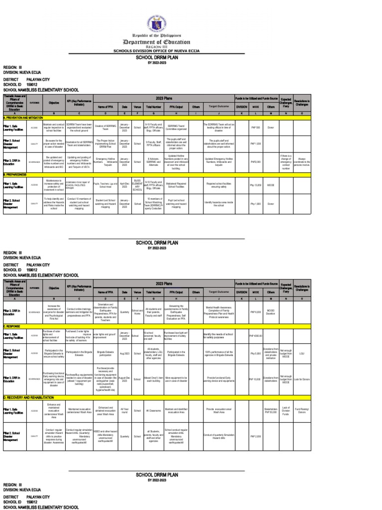 SDRRM Plan Bliss 2023 | PDF | Emergency Evacuation | Disaster Risk ...