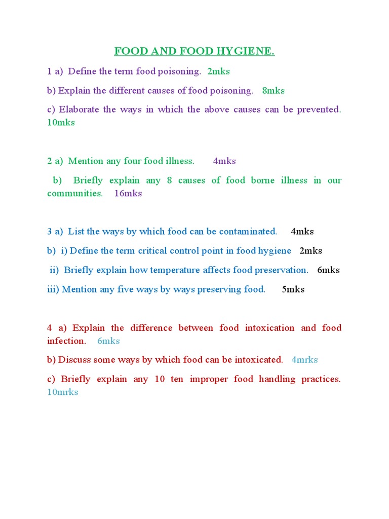 Food and Food Hygiene | PDF