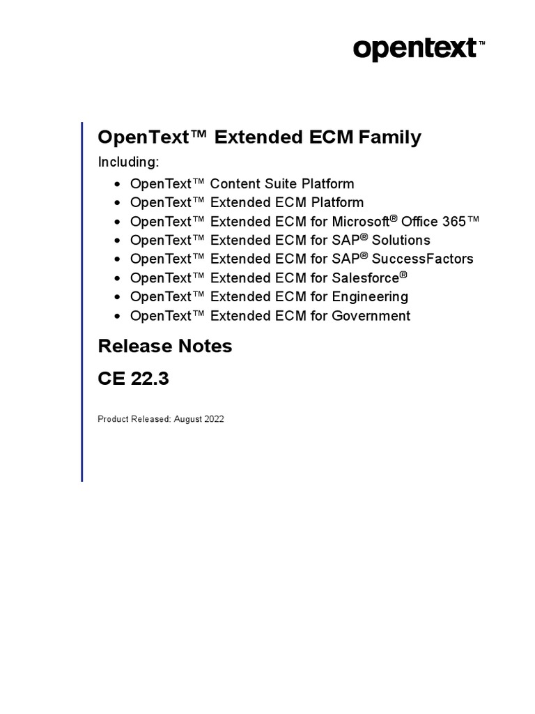 Extended ECM Family 22.3 Release Notes | PDF | Microsoft Office ...