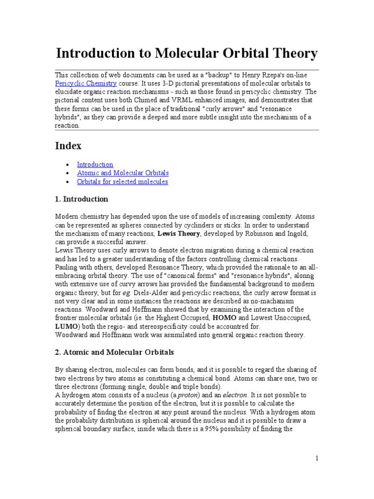 Introduction To Molecular Orbital Theory | PDF | Molecular Orbital | Chemical Bond