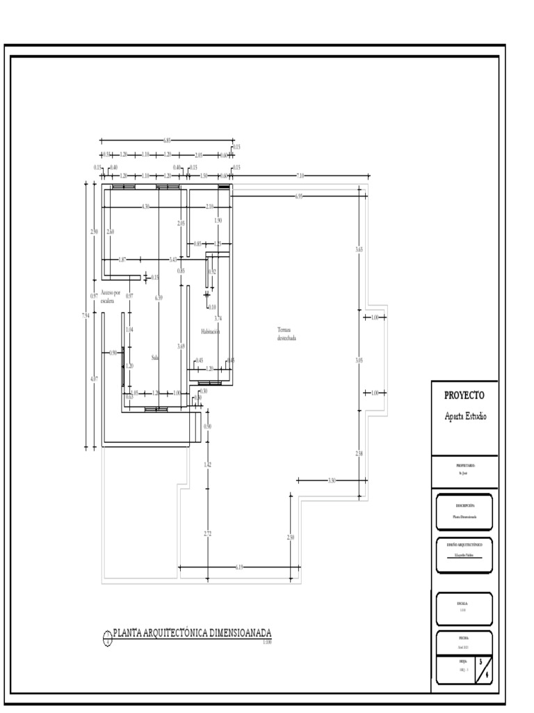 Planta Arquitectónica Dimensionada 1:100 | PDF