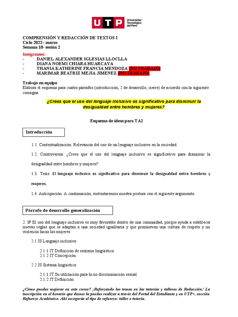 S10.s2-Esquema para TA2 (Material) 2022 Marzo | PDF | Sexismo | Género