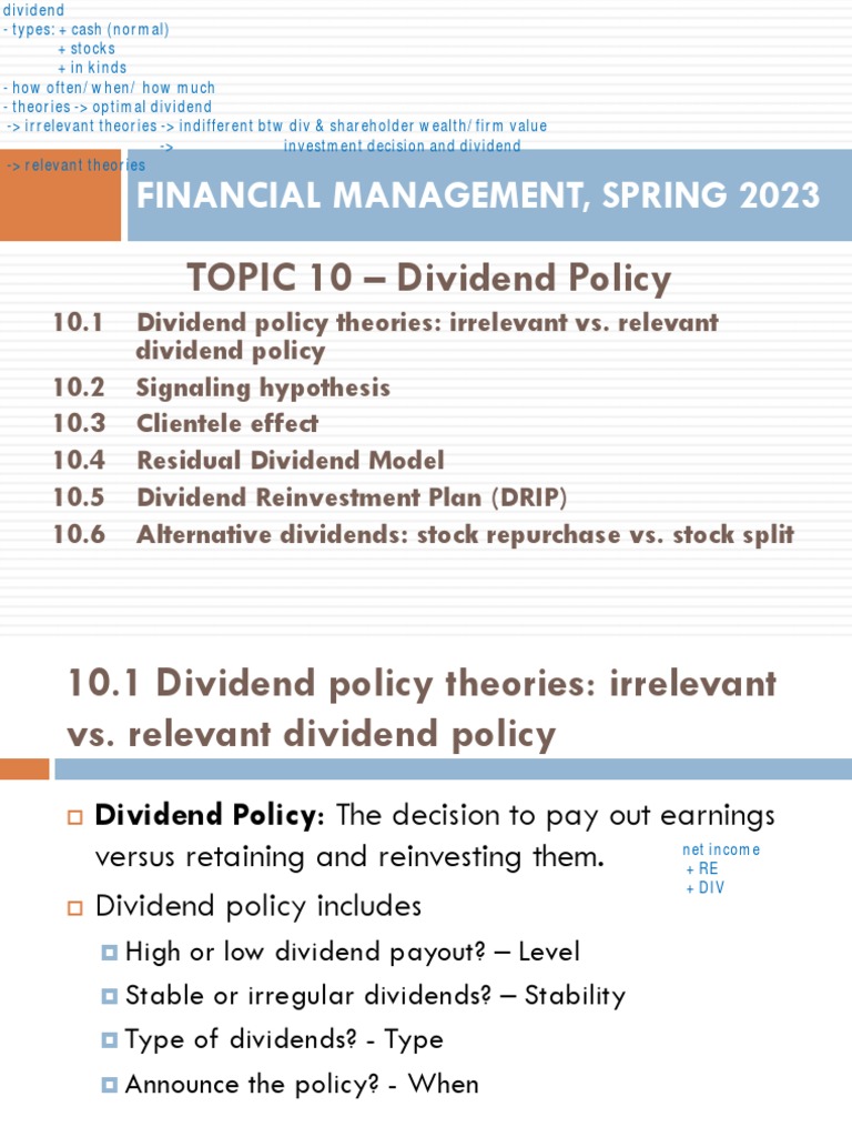 Understanding Dividend Policy Theories | PDF | Dividend | Stocks