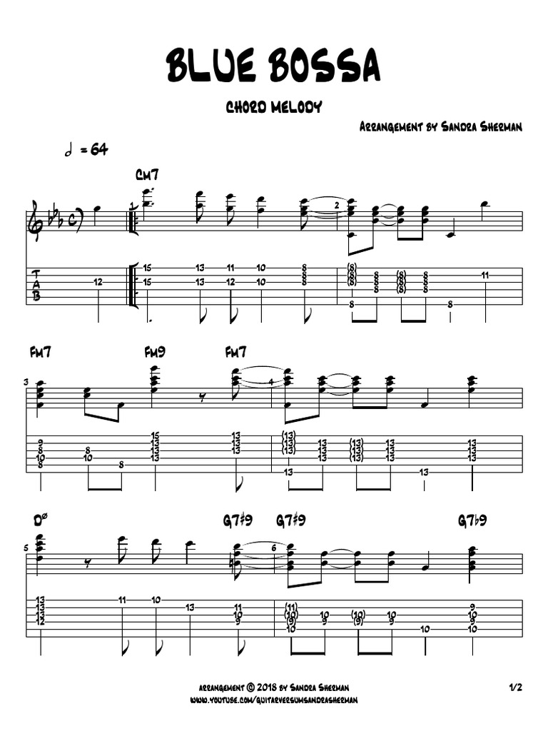 Blue Bossa Easy Chord Melody 672914 | PDF
