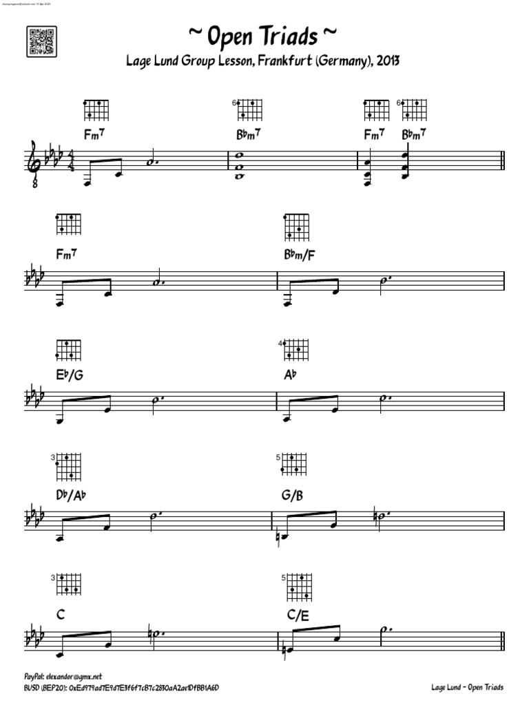 Lage Lund GroupLessonFrankfurt Open Triads Standard Notation | PDF ...