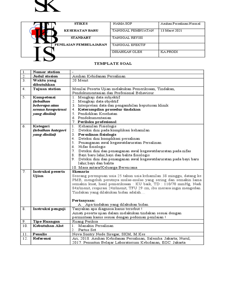 Daftar Tilik Osce Apn | PDF