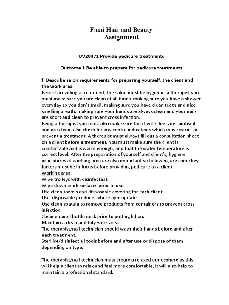 Fami Hair and Beauty Pedicure Guide | PDF | Hygiene | Communication