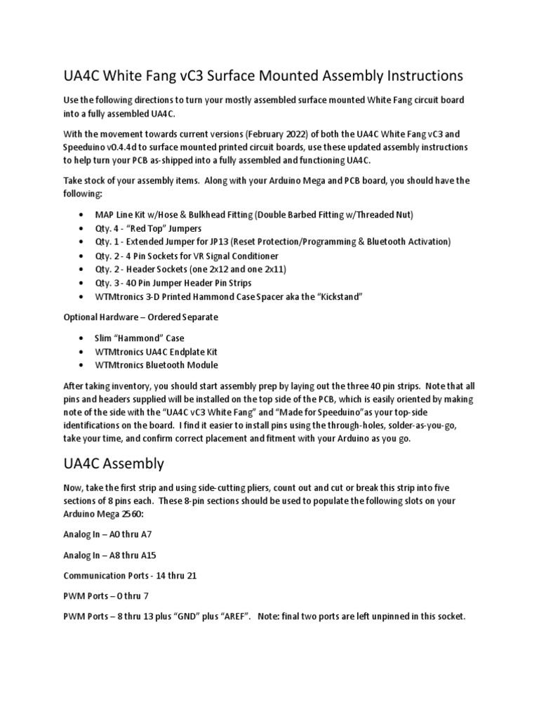 UA4C vC3 White Fang Assembly Instructions | PDF | Electrical Connector ...