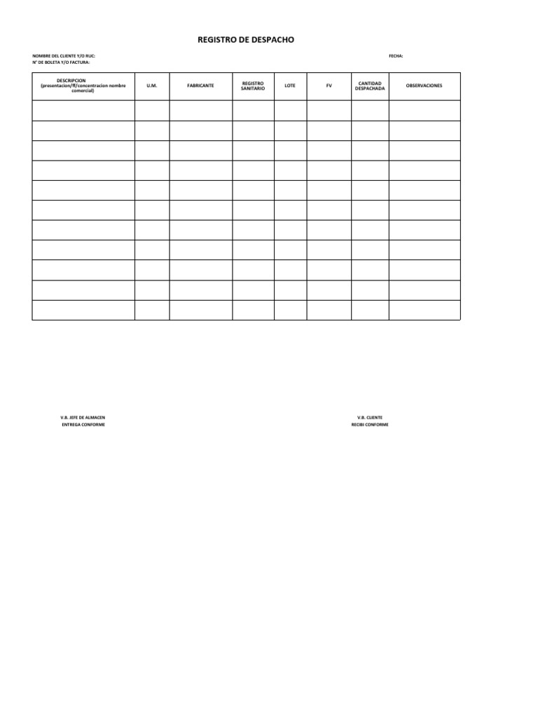 Registro de Despacho | PDF