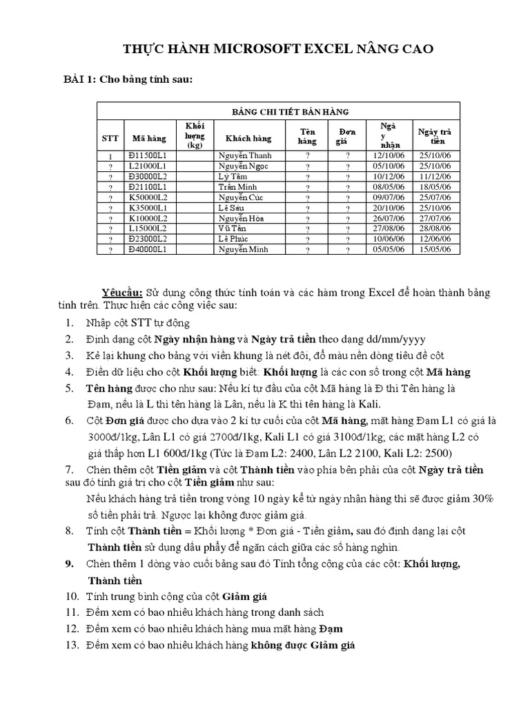 Thuc Hanh Excel Nang Cao | PDF