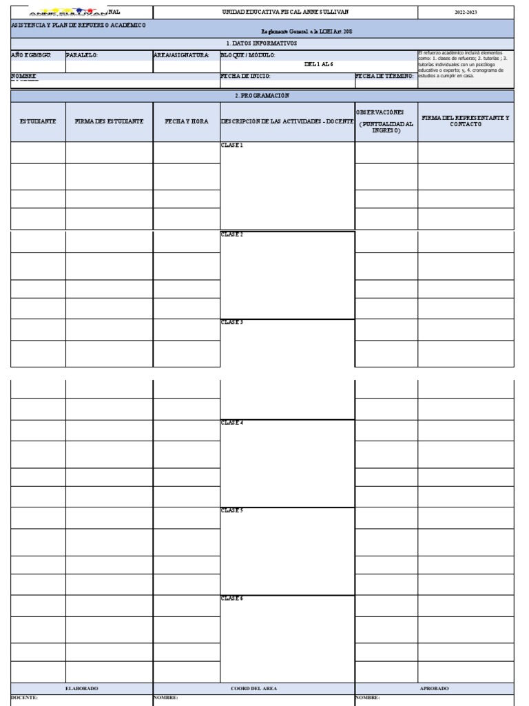Control de Asistencia A Refuerzos | PDF