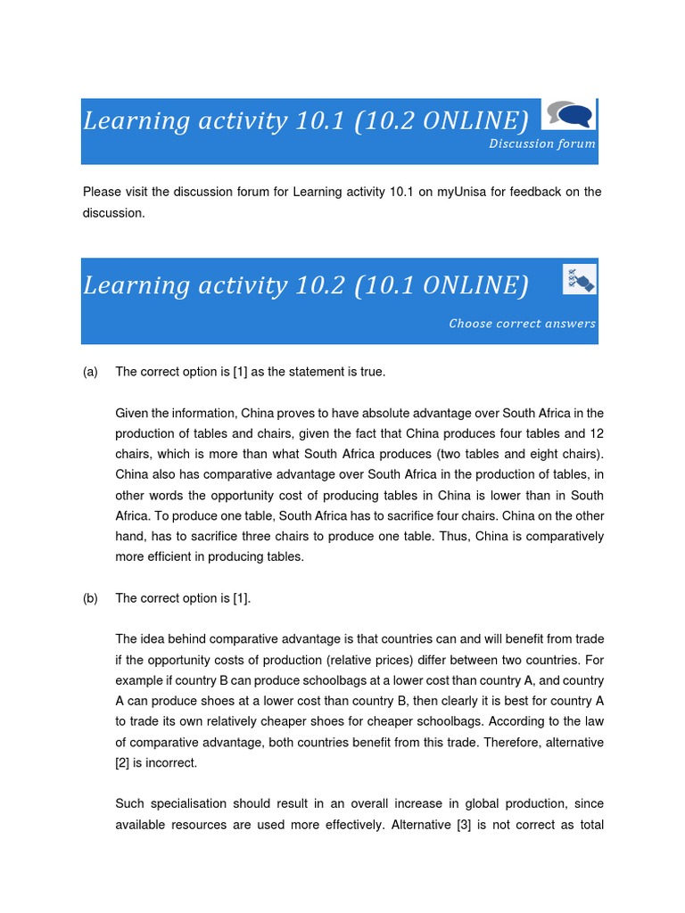 Learning Unit 10 Activities Discussion | PDF | Balance Of Payments | Exchange Rate