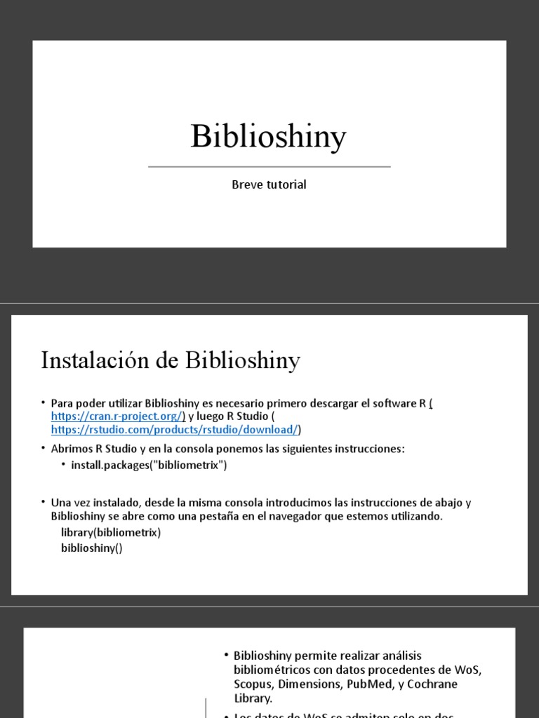 Tutorial SEO para instalar Biblioshiny | PDF