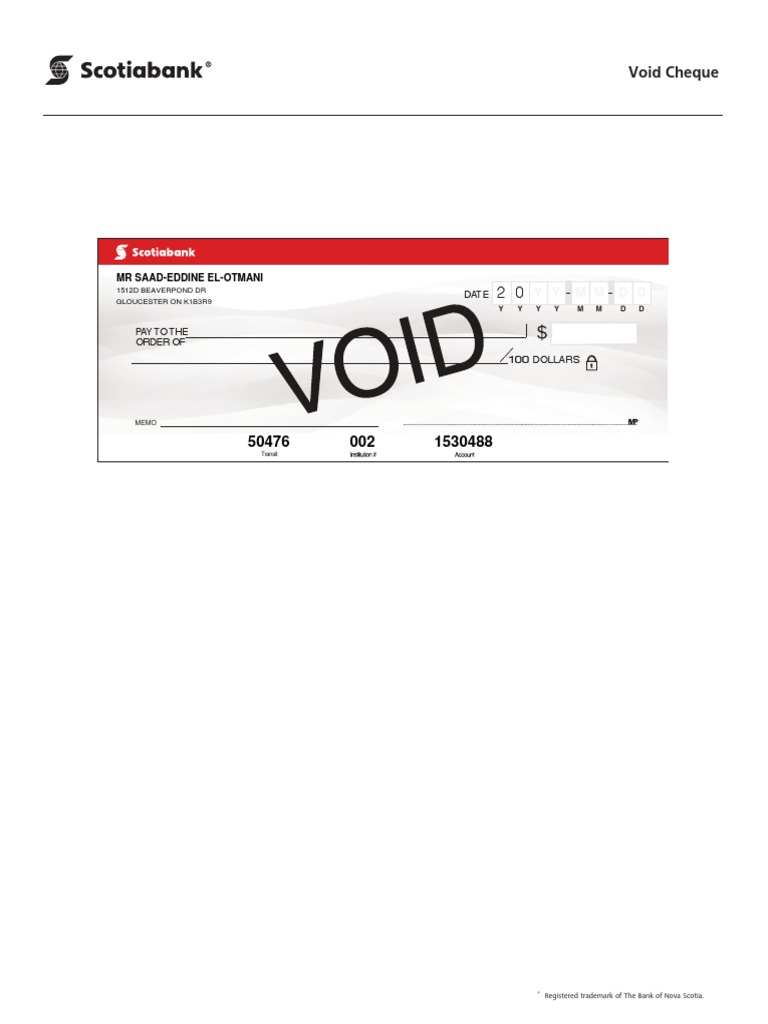 Void Cheque | PDF