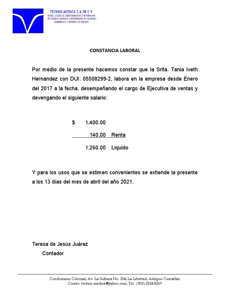 Constancia Laboral | PDF