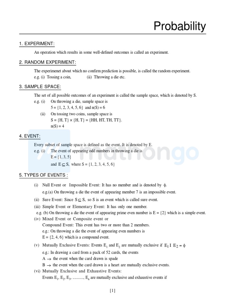 Probability - Formula Sheet - MathonGo | PDF | Probability | Mathematics