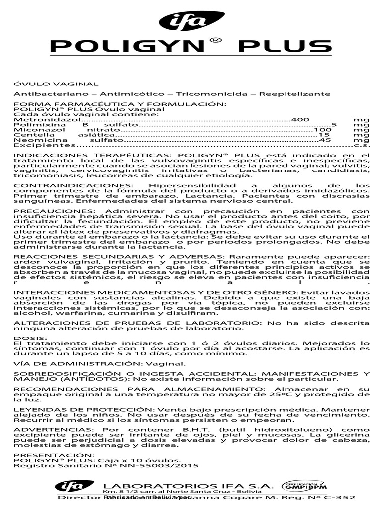 Poligyn ® Plus | PDF | Medicina CLINICA | Especialidades Medicas