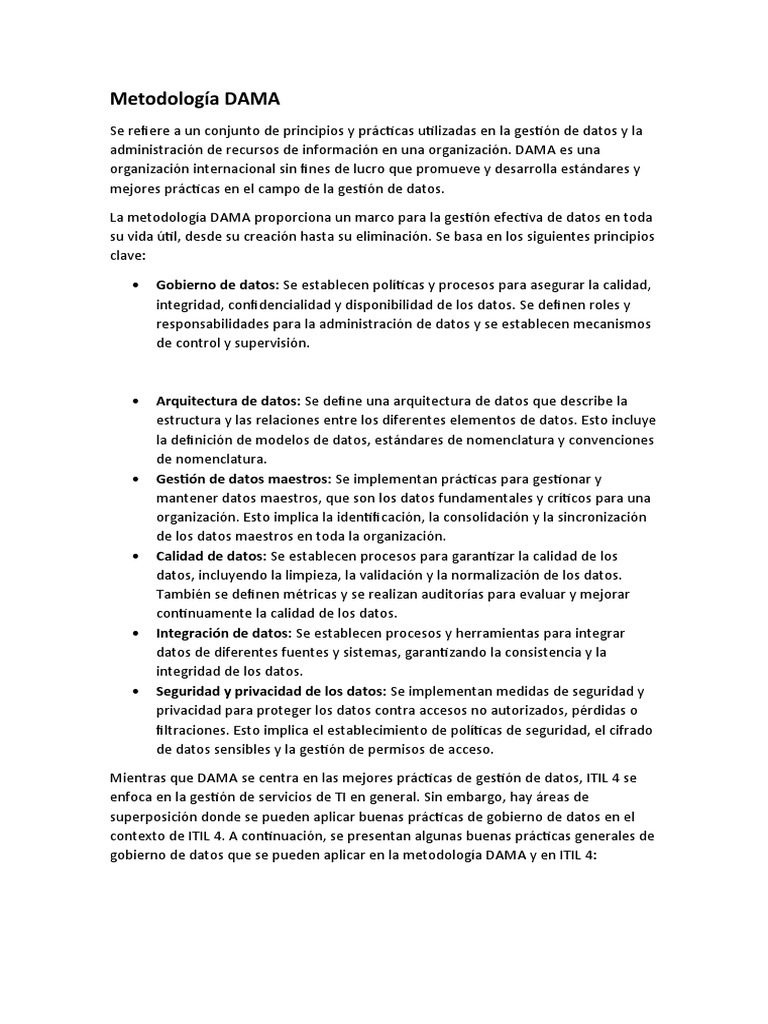 Metodología DAMA | PDF