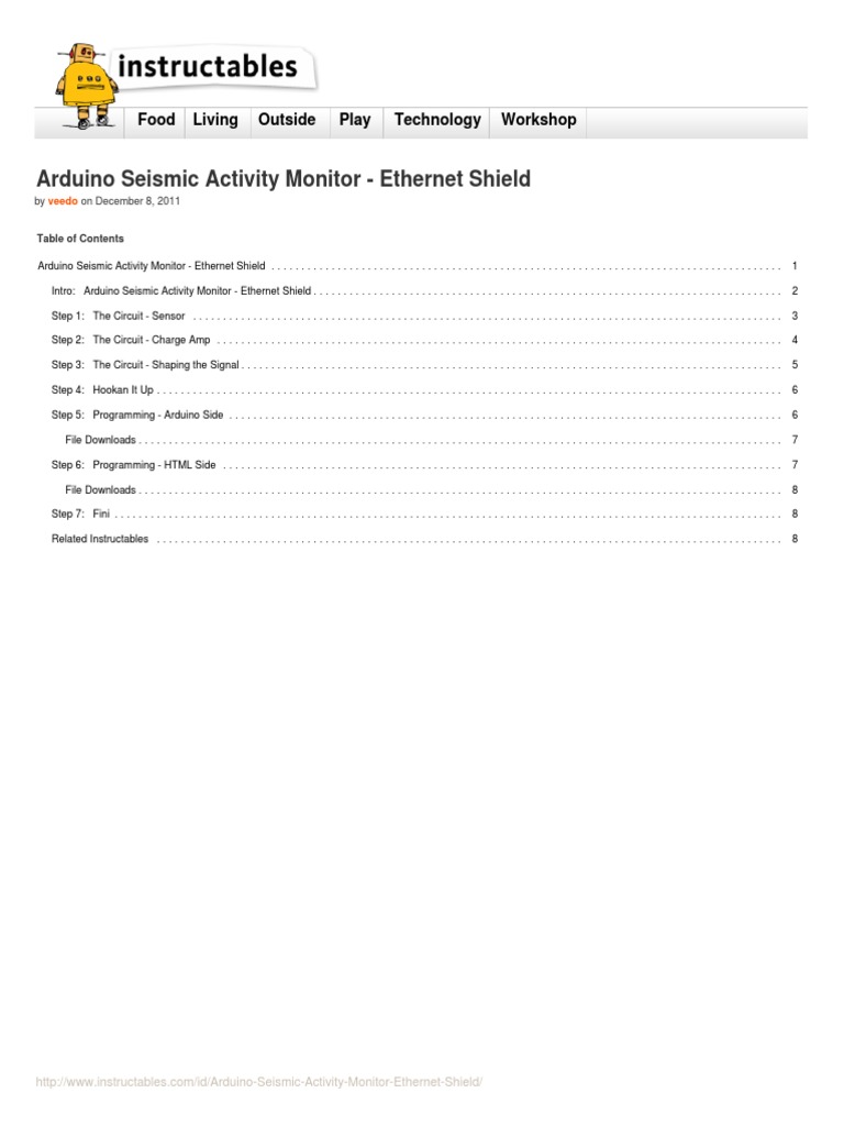 Arduino Seismic Activity Monitor Ethernet Shield | PDF