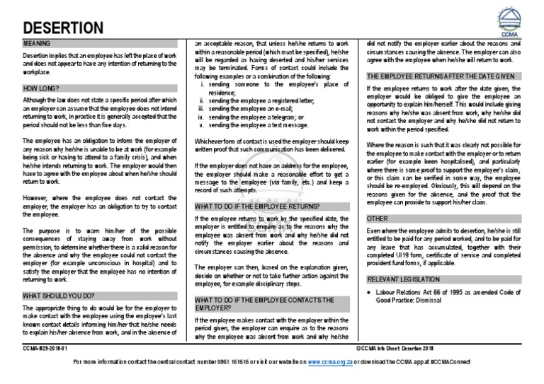 Guidelines on Employee Desertion | PDF | Employment | Business