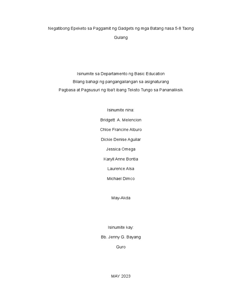 Konseptong Papel (Pagbabasa) | PDF